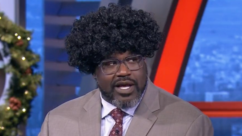 Shaq wore a wig because he bumped into an exit sign and